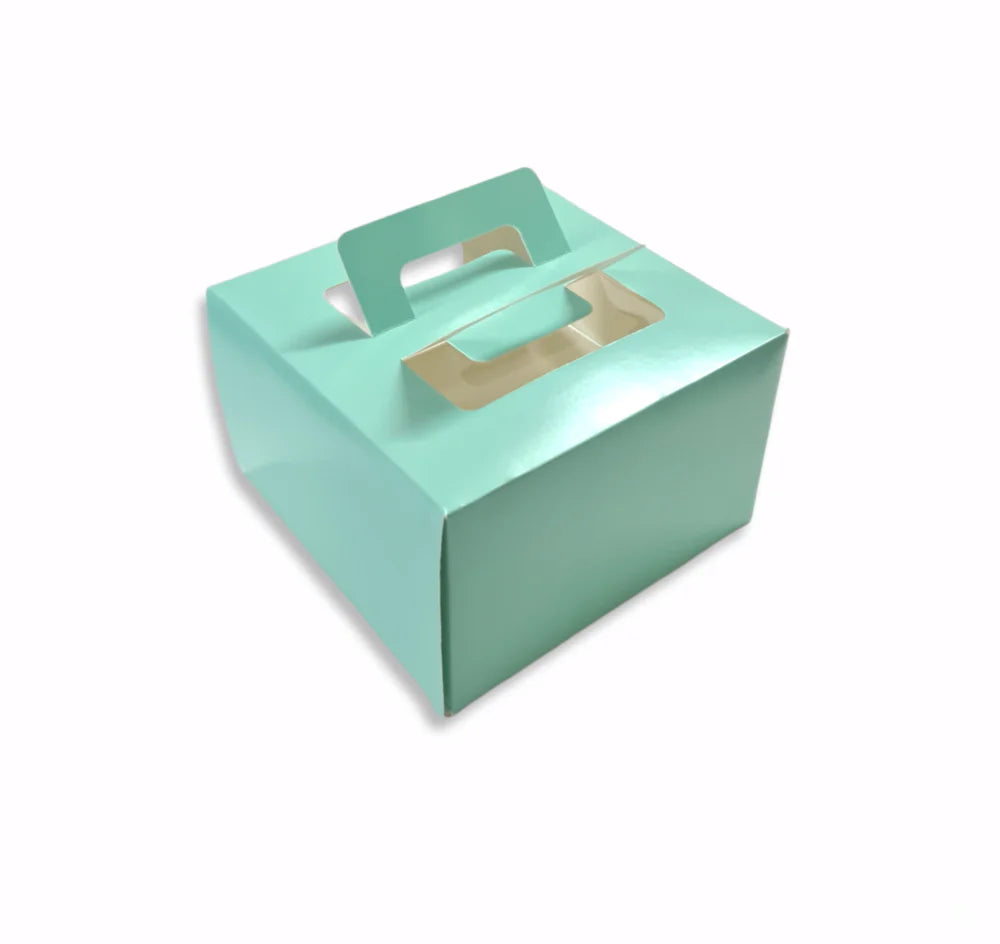 Pastel Green Handle Pattern Cake Box for Half kg-8x8x5 inch– impressioncart